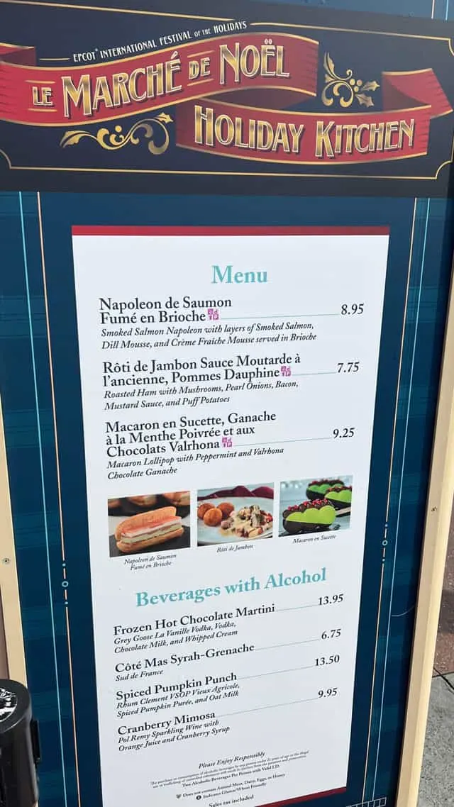 EPCOT’s new Festival of the Holidays booth menus with pricing ...