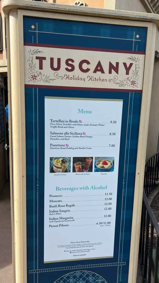 EPCOT’s new Festival of the Holidays booth menus with pricing ...